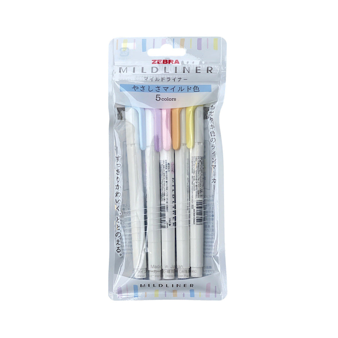 Highlighter Mildliner Set with 5 Pastel Colours | ZEBRA | Made in Japan